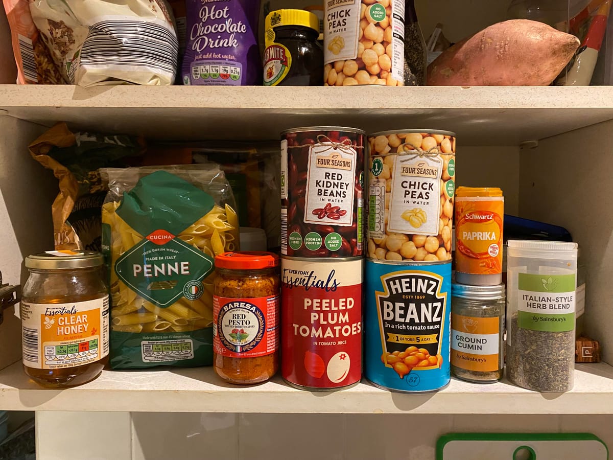 A Student Kitchen Cupboard: the absolute basics